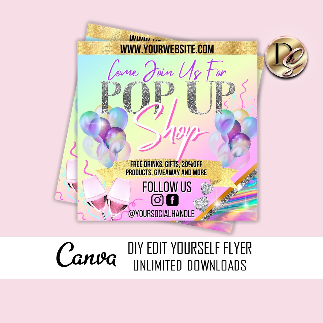 EDITABLE Pop Shop Flyer, Sip and Shop Flyer, Boutique Flyer Template ...