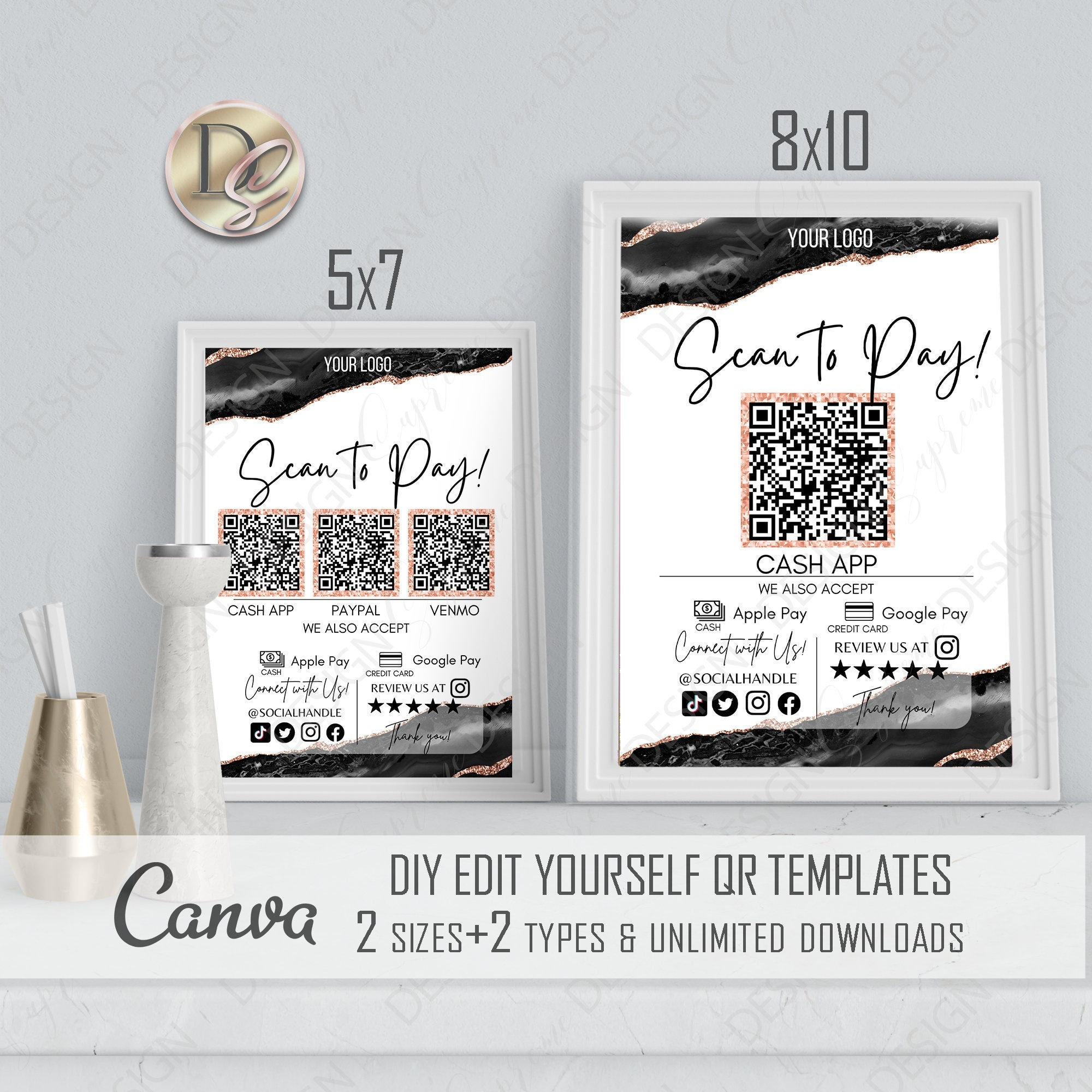 Editable Scan to Pay Template QR Scan Code QR Sign - Etsy Canada