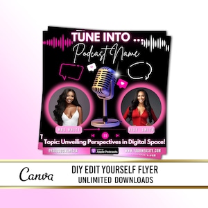 Podcast Flyer Design, Editable Podcast Template, Talkshow Flyer ...