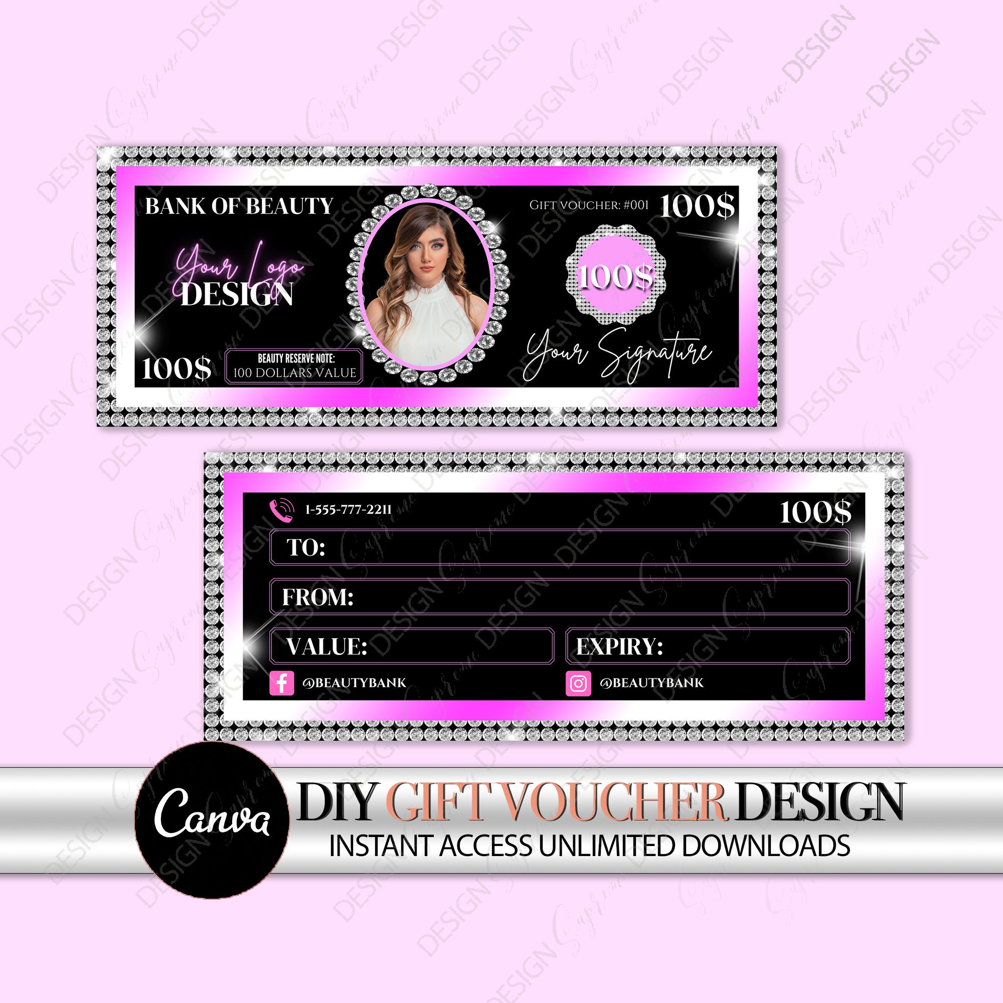 Editable Gift Voucher Template Printable Gift Card Design - Etsy Australia