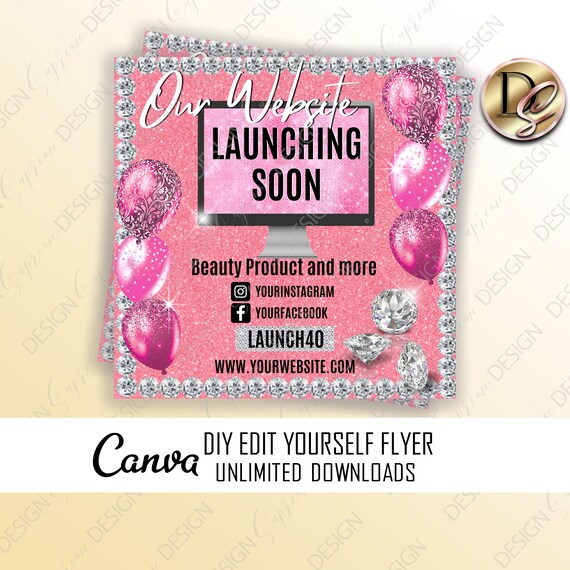 WEBSITE LAUNCH FLYER Coming Soon Live Social Media Post | Etsy
