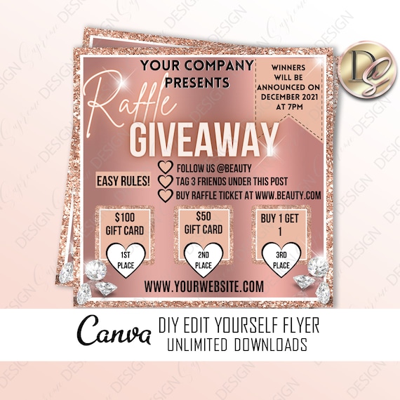 DIY Raffle Giveaway Flyeranimated Raffle Flyergift Social | Etsy