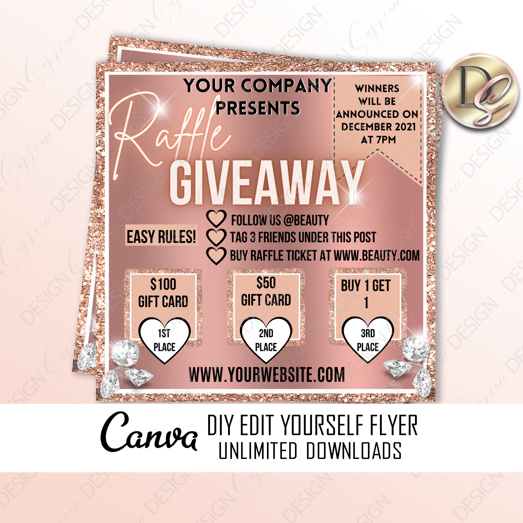 DIY Raffle Giveaway Flyeranimated Raffle Flyergift Social - Etsy