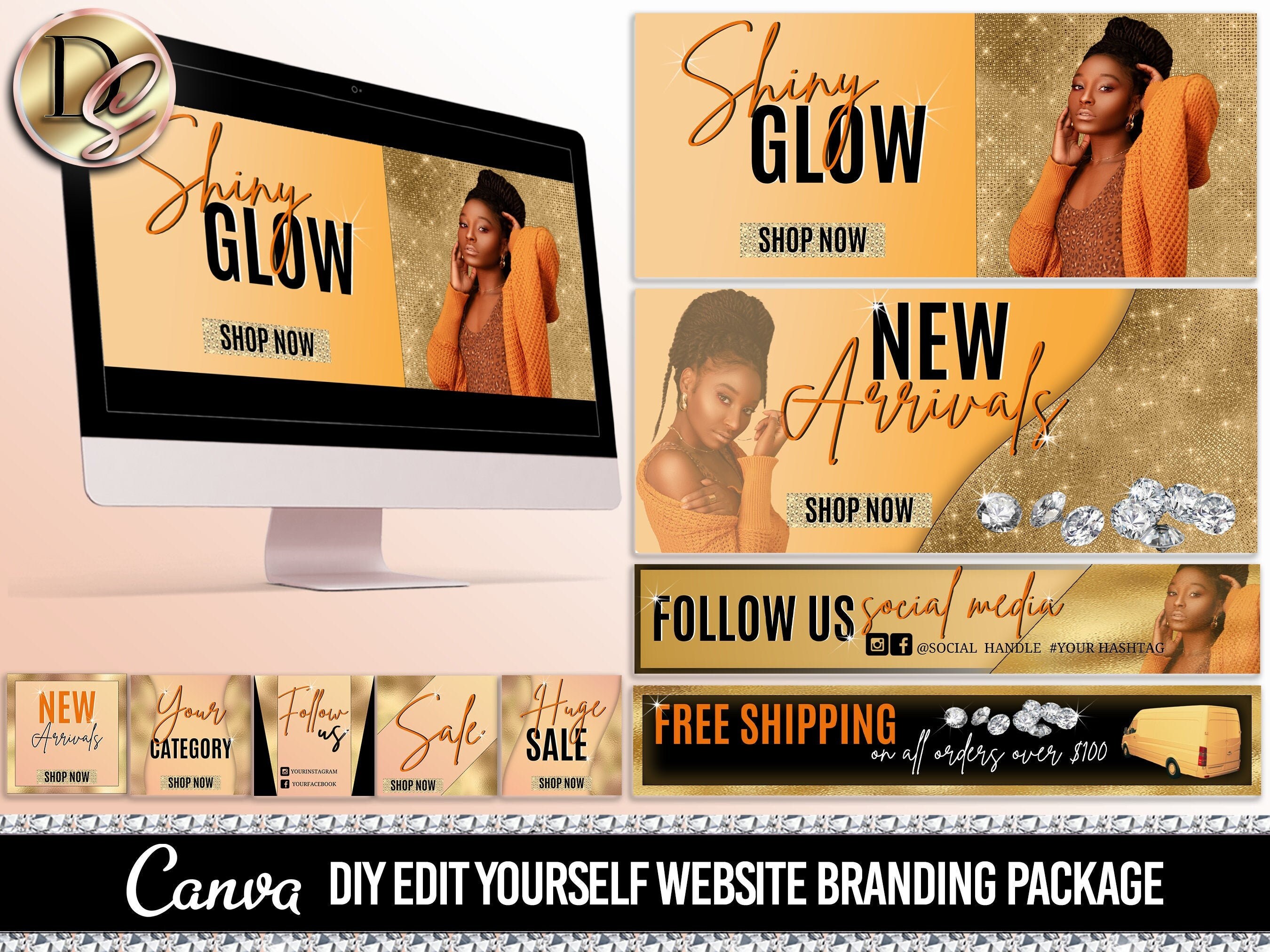 BEAUTY WEBSITE BANNER Diy Web Banner Shopify Banners Slide | Etsy