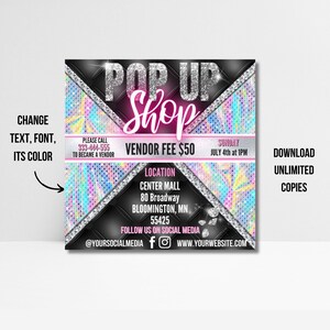 EDITABLE Pop Shop Flyer, Sip and Shop Flyer, Boutique Flyer Template ...