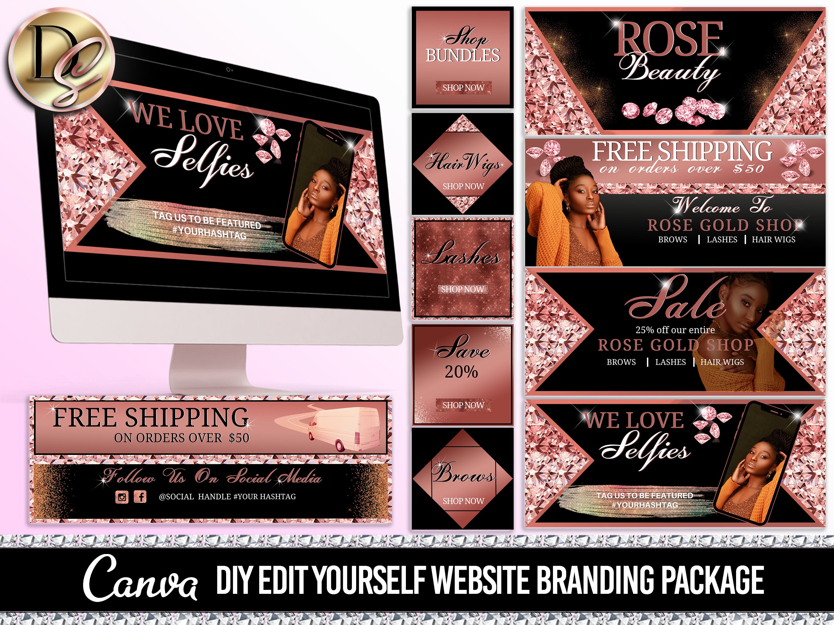 BEAUTY WEBSITE BANNER Diy Web Banner Shopify Banners Slide | Etsy