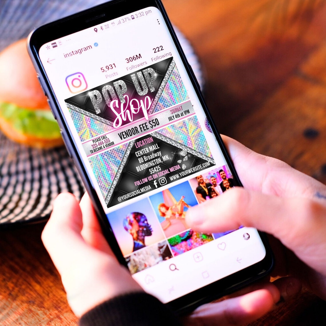 EDITABLE Pop Shop Flyer, Sip and Shop Flyer, Boutique Flyer Template ...