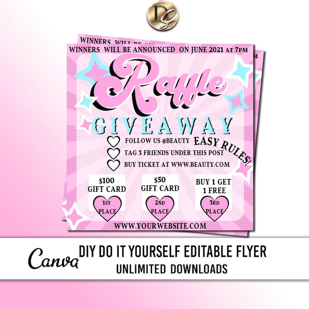 Giveaway Flyer, Raffle Flyer, Social Media Marketing Sales Flyer, Gift ...