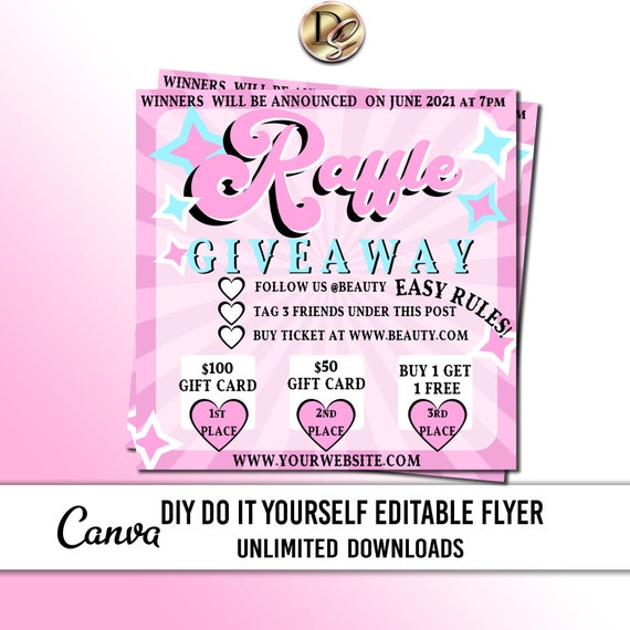 Giveaway Flyer Raffle Flyer Social Media Marketing Sales - Etsy