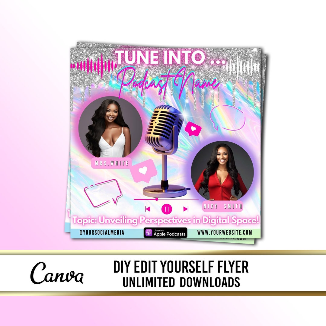 Podcast Flyer Design, Editable Podcast Template, Talkshow Flyer ...
