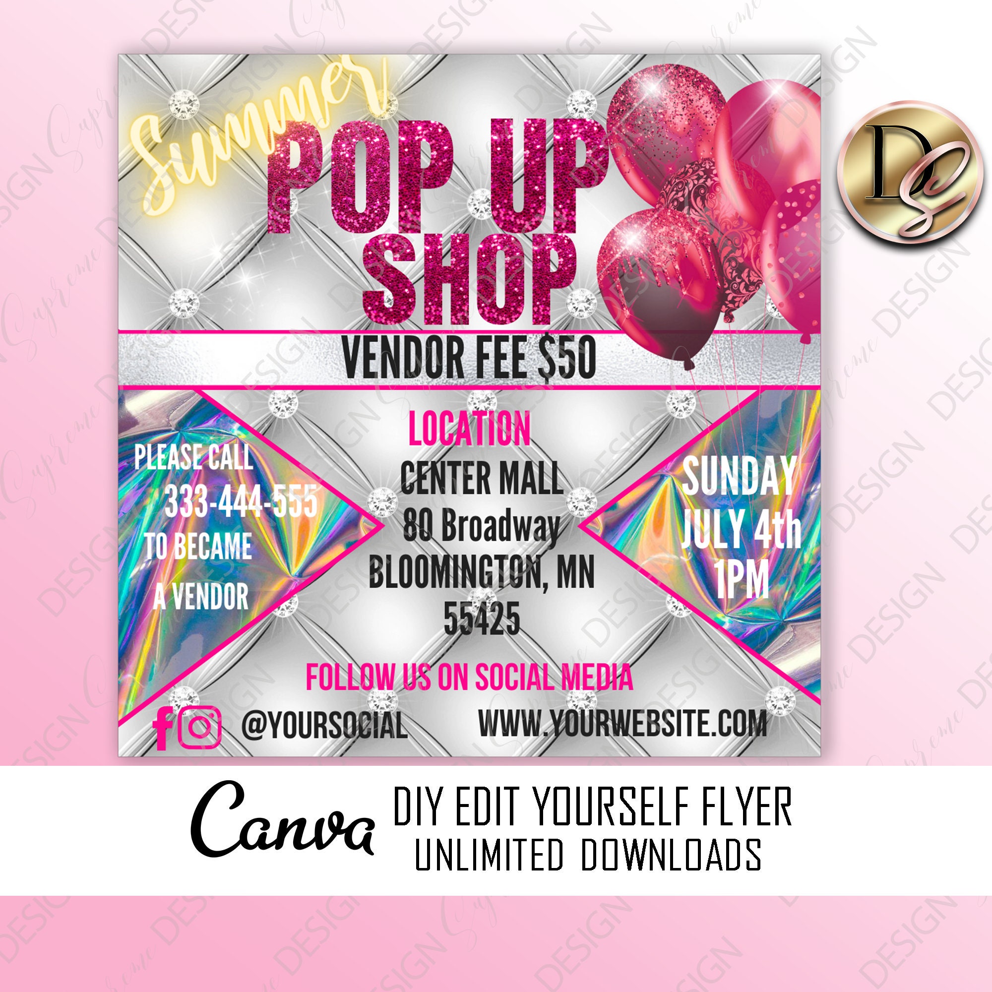 EDITABLE Pop Shop Flyer Sip and Shop Flyer Boutique Flyer | Etsy