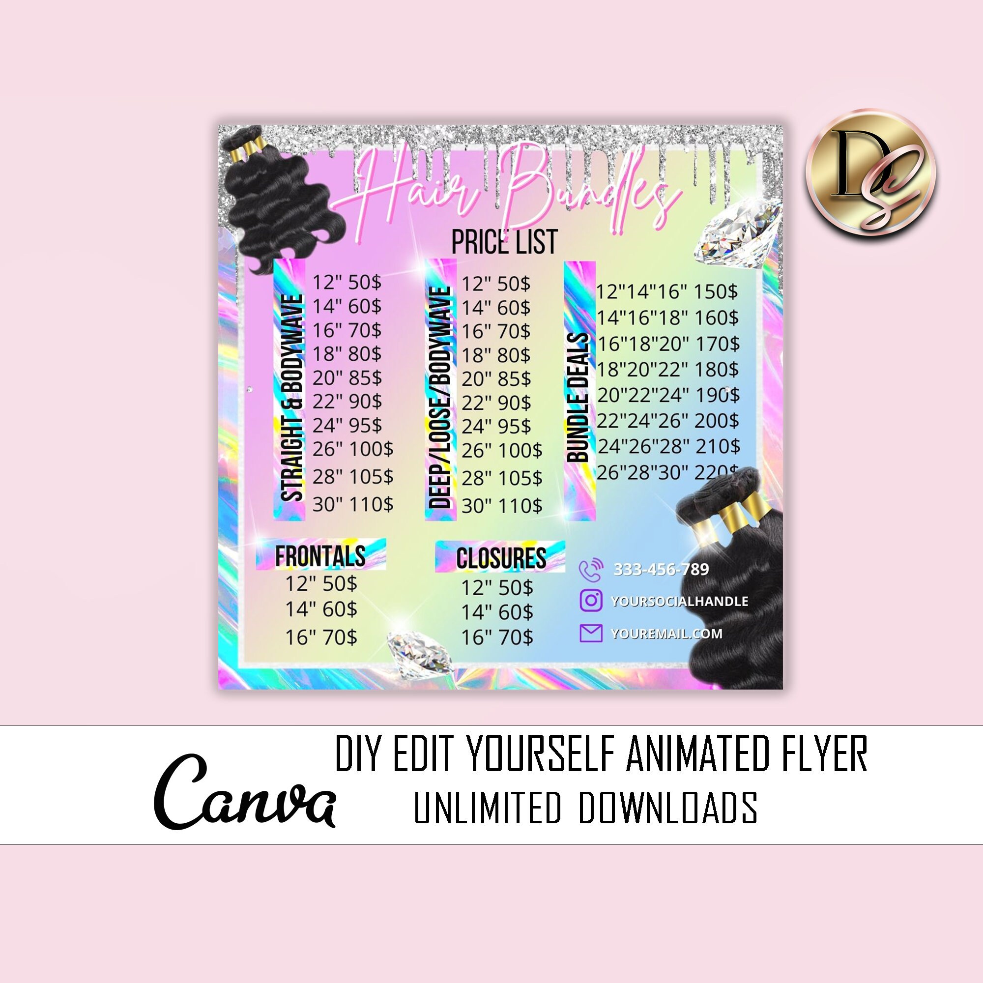 Design & Templates Templates Hair Bundles Flyer DIY Hair Flyer Hair ...