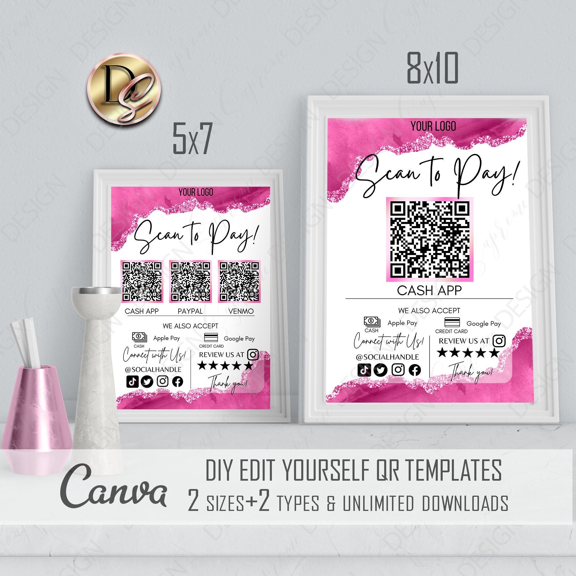 Editable Scan to Pay Template QR Scan Code QR Sign | Etsy