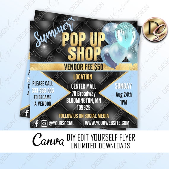 EDITABLE Pop Shop Flyer Sip and Shop Flyer Boutique Flyer - Etsy Canada