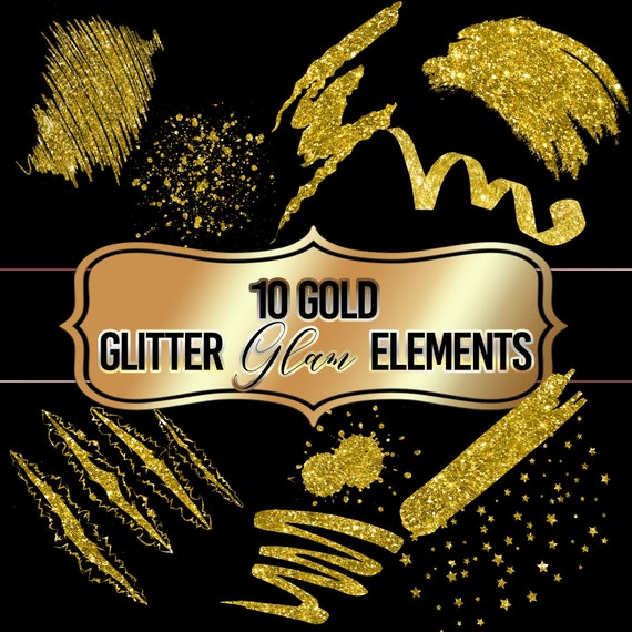 Gold Glitter Splashes Brush Strokes Gold Splatter Clipart | Etsy
