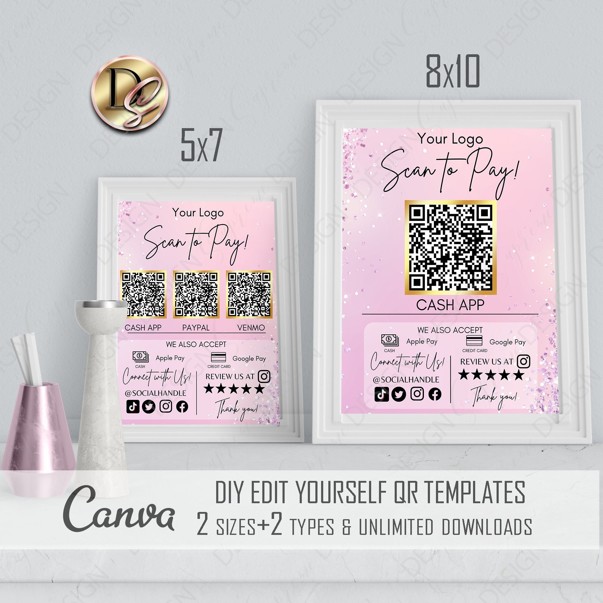 Editable Scan to Pay Template QR Scan Code QR Sign - Etsy