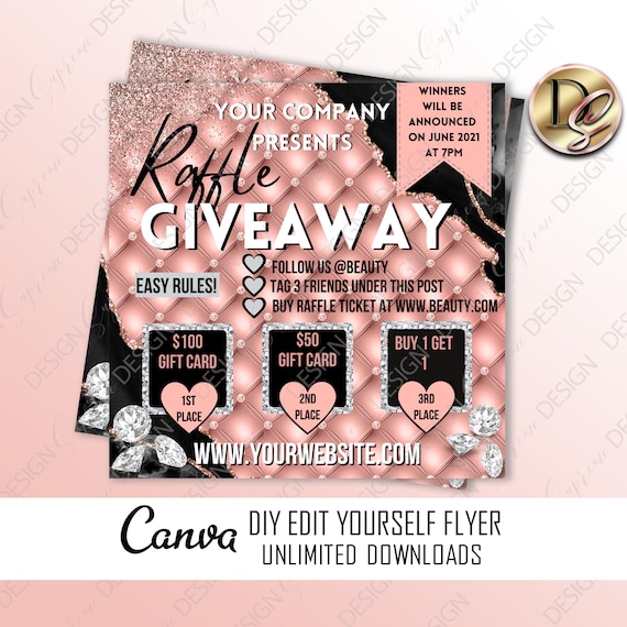 DIY Raffle Giveaway Flyer Animated Raffle Flyer Gift Social - Etsy