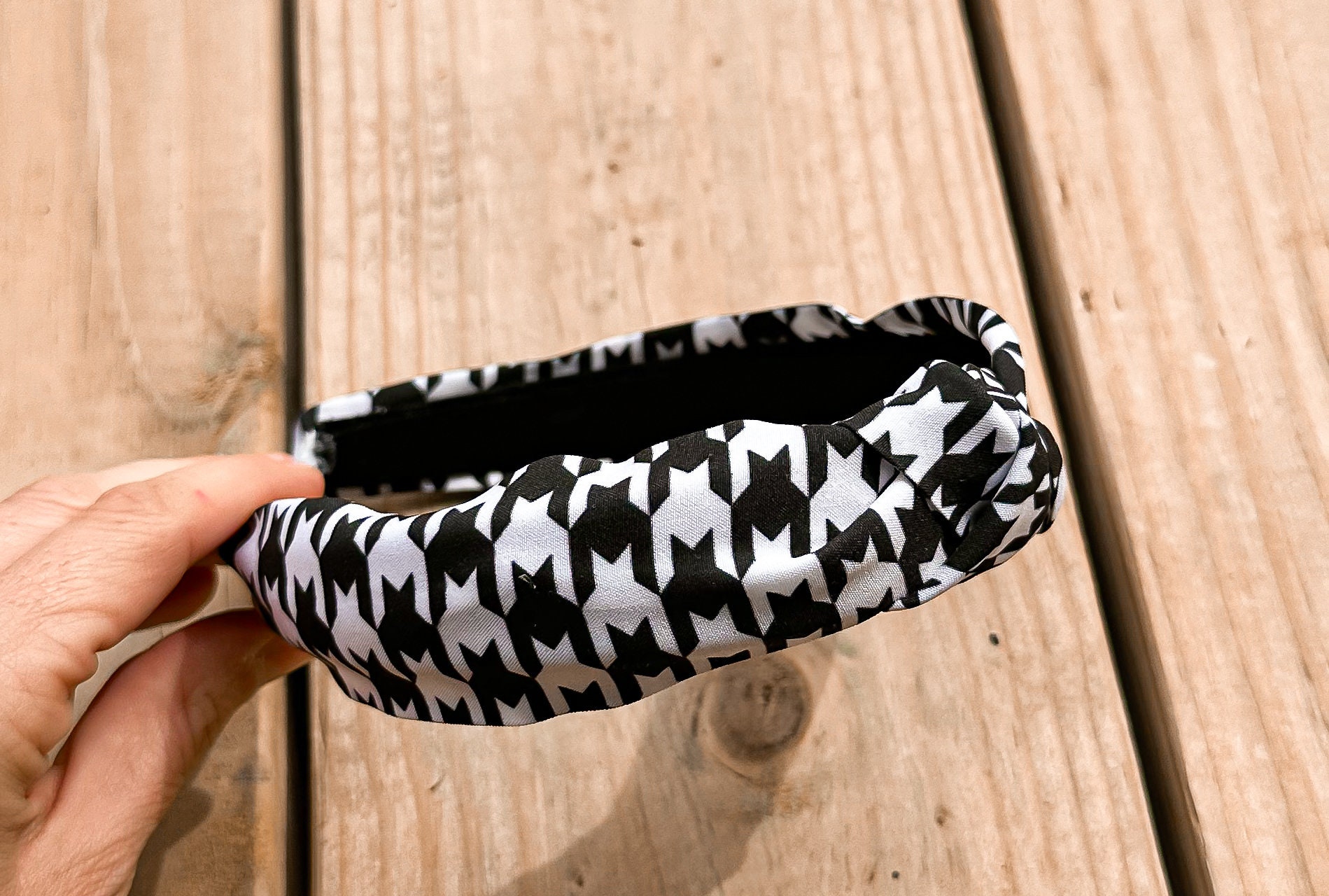 Black and White Head Band Knotted Headband Race Day Hair Accessory ...