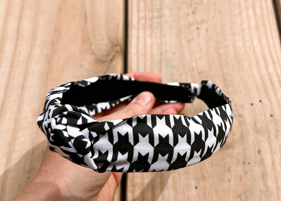 Black and White Head Band Knotted Headband Race Day Hair Accessory ...