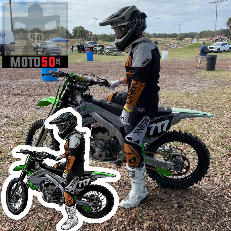 Motocross Cartoon Cartoon Your Photo Cartoon Yourself - Etsy