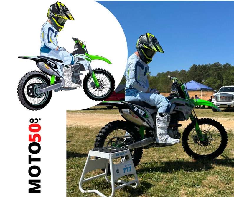 Motocross Cartoon Cartoon Your Photo Cartoon Yourself - Etsy