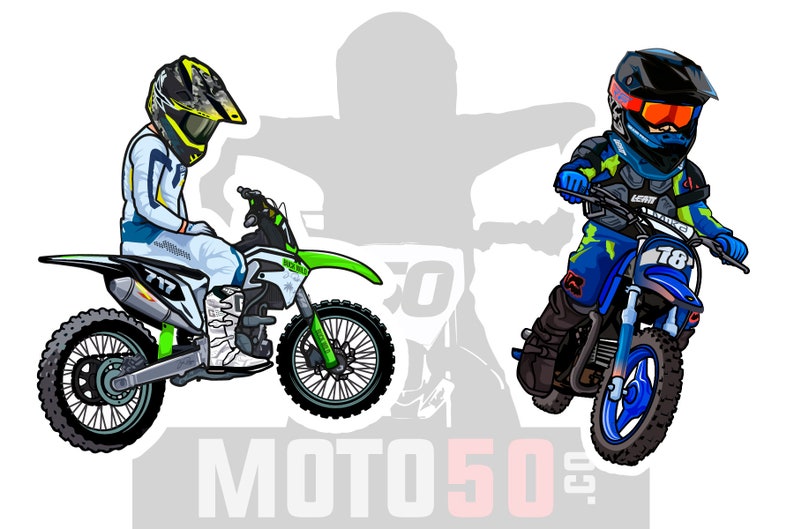 Motocross Cartoon Cartoon Your Photo Cartoon Yourself - Etsy