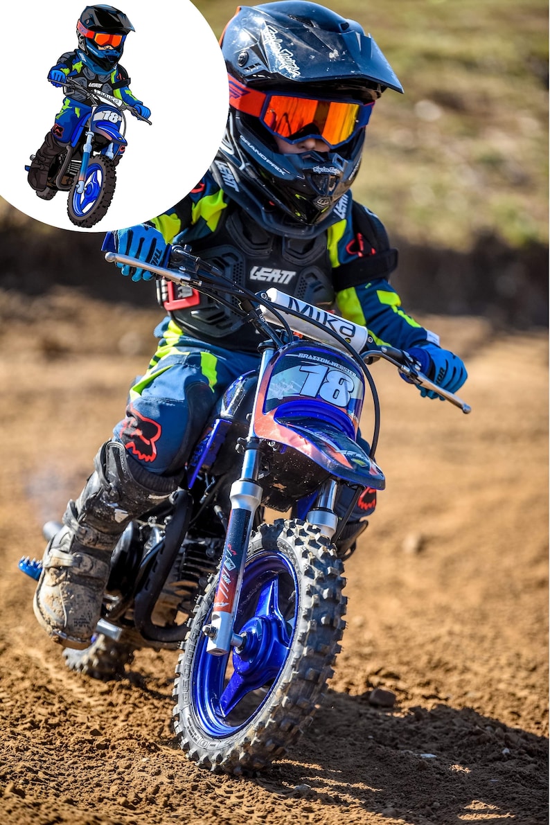 Motocross Cartoon Cartoon Your Photo Cartoon Yourself - Etsy