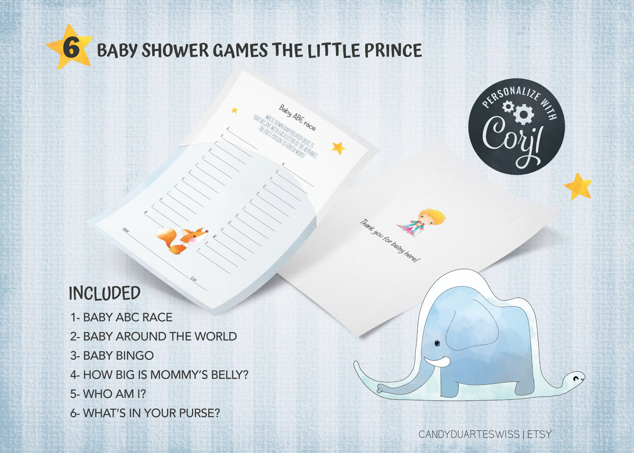 Little Prince Baby Shower Games, Baby Shower Games Editable, Games ...
