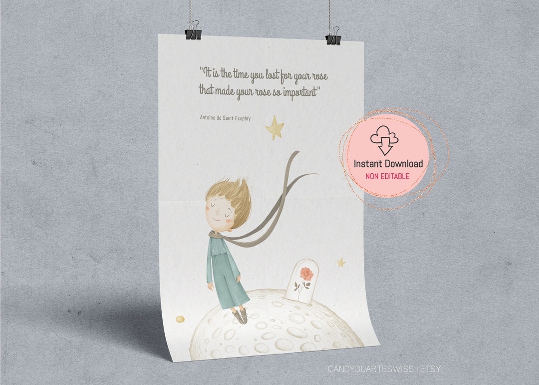 The Little Prince Poster, Printable Wall Art, Little Prince Quotes ...