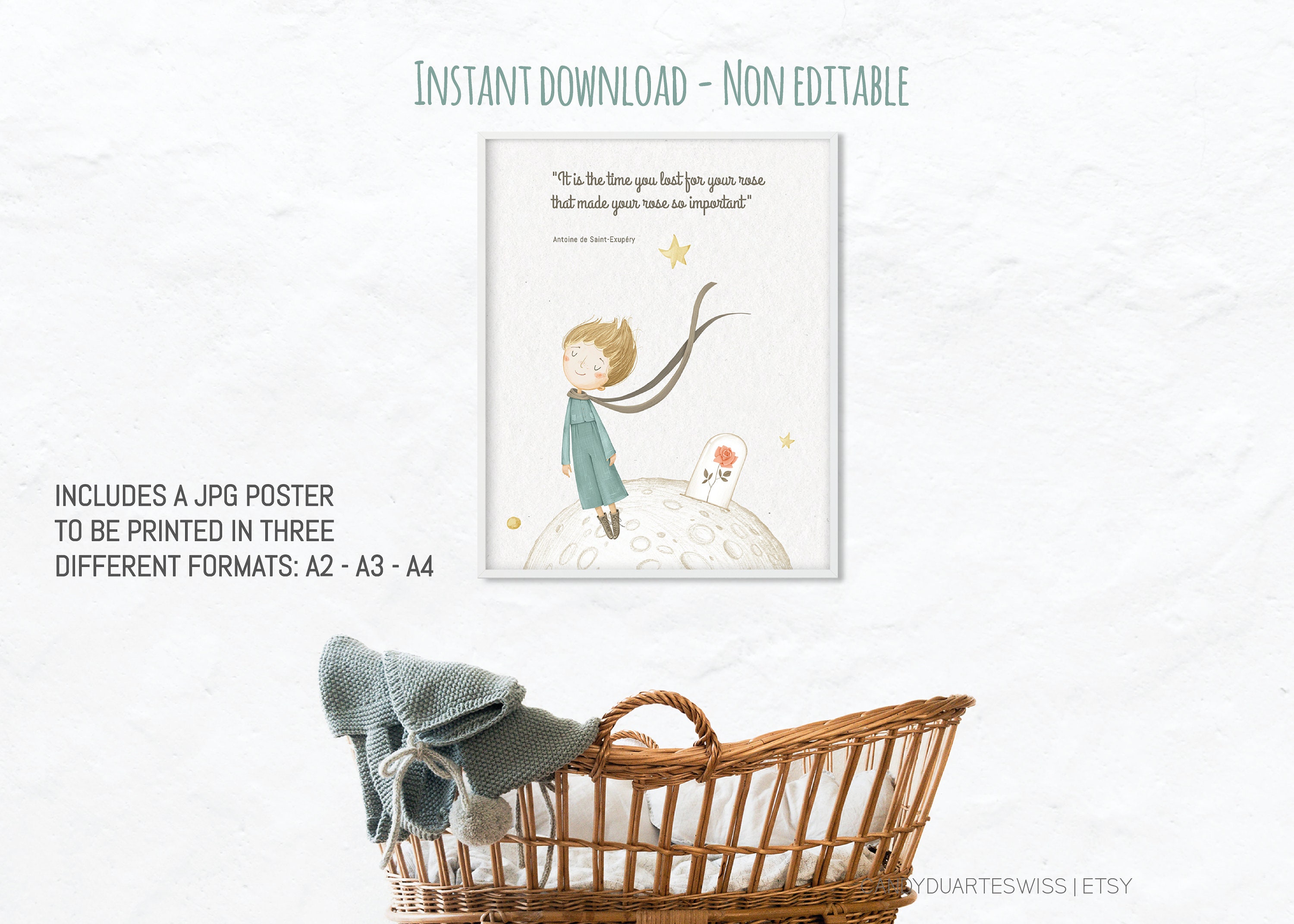 The Little Prince Poster, Printable Wall Art, Little Prince Quotes ...