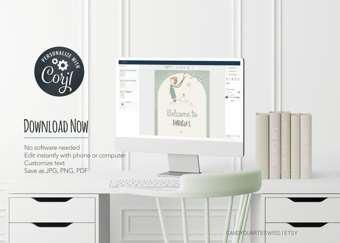 Welcome Sign Template Little Prince, Printable Poster, Watercolor ...