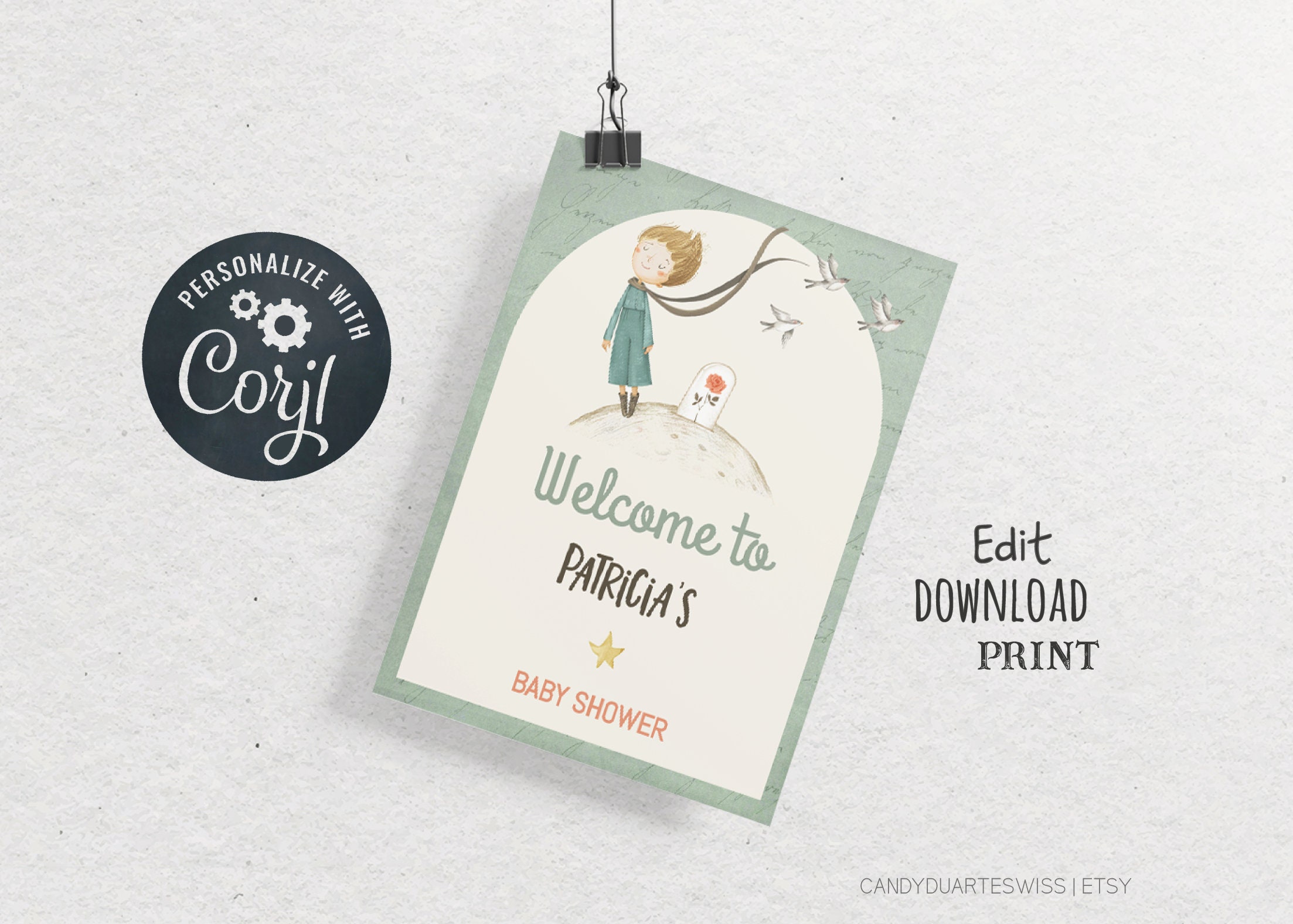 Welcome Sign Template Little Prince, Printable Poster, Watercolor ...