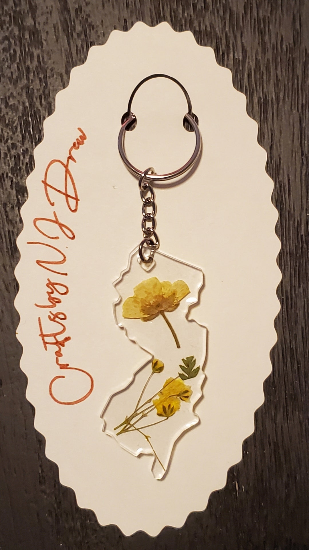 State of NJ Custom Keyring With Flowers and Ferns - Etsy