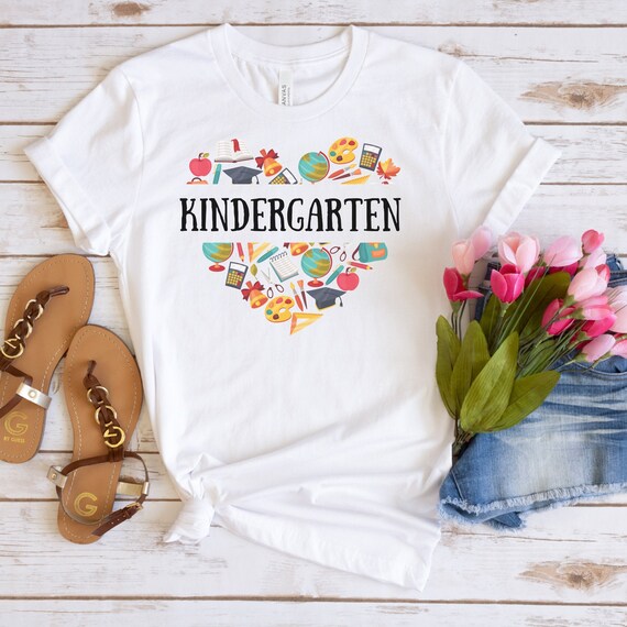 Kindergarten Teacher T-Shirt Cute Heart Icons Teacher Shirt | Etsy