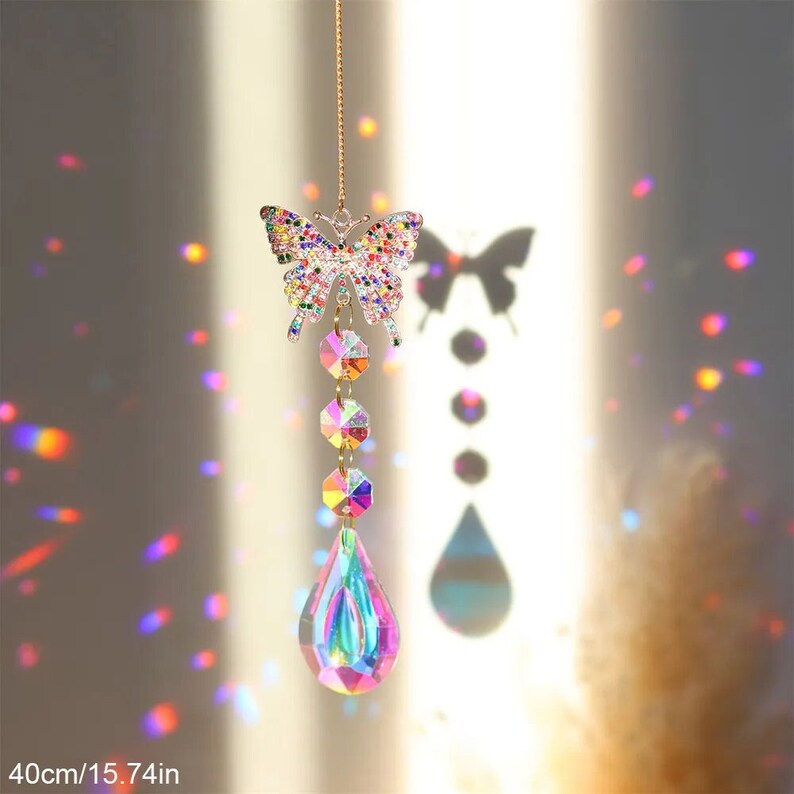 Butterfly Crystal Suncatcher Aesthetic Butterly Car Charm Rainbow Maker ...