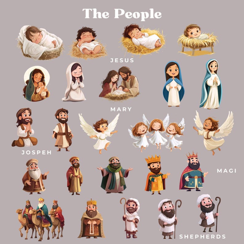 Cute Nativity Clip Art - Christmas Crafts - Baby Jesus Clipart - Kids ...