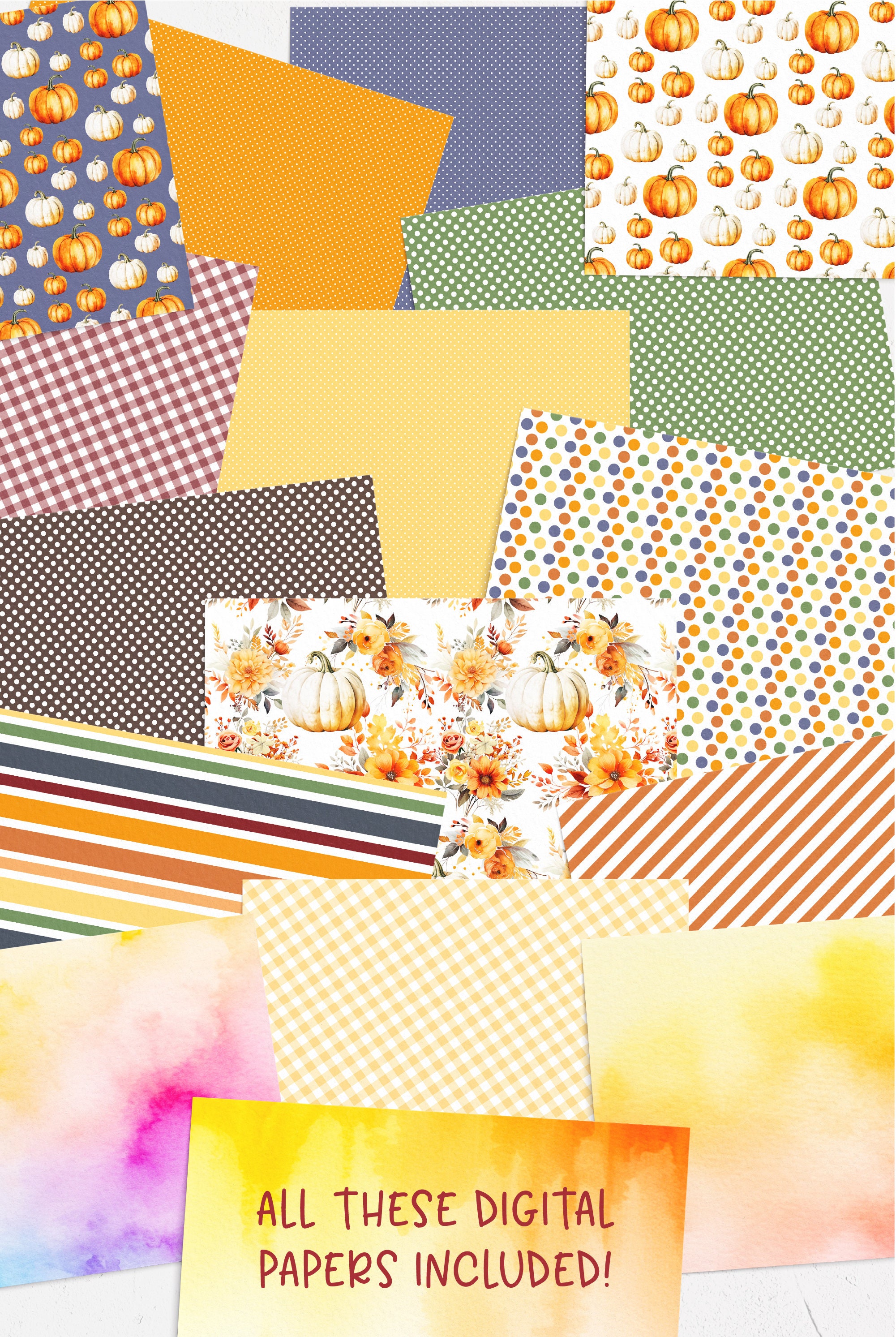 Fun Fall Floral Clip Art Bundle | Transparent Background Digital ...