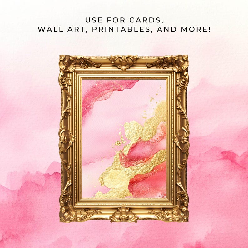 Pink Gold Watercolor Clipart - Alcohol Ink Backgrounds - Digital Paper ...