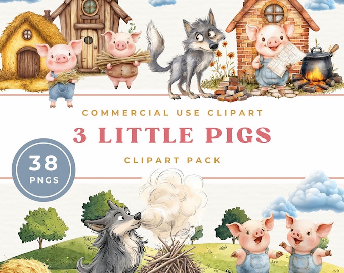 Three Little Pig Clipart Set / Instant Download - 13009 - Etsy Canada
