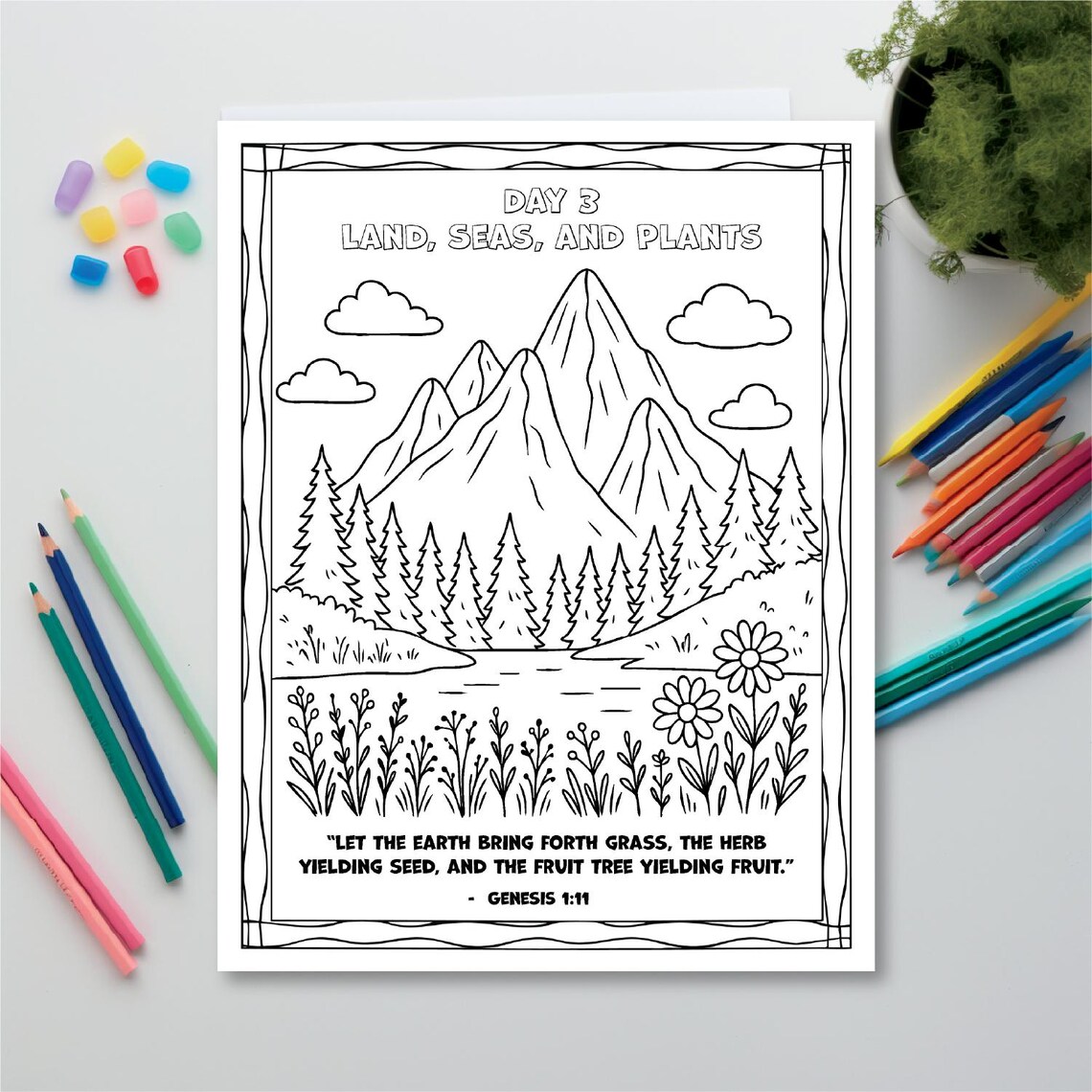 7 Days of Creation Bible Coloring Craft, Kids Coloring Pages, Sunday ...