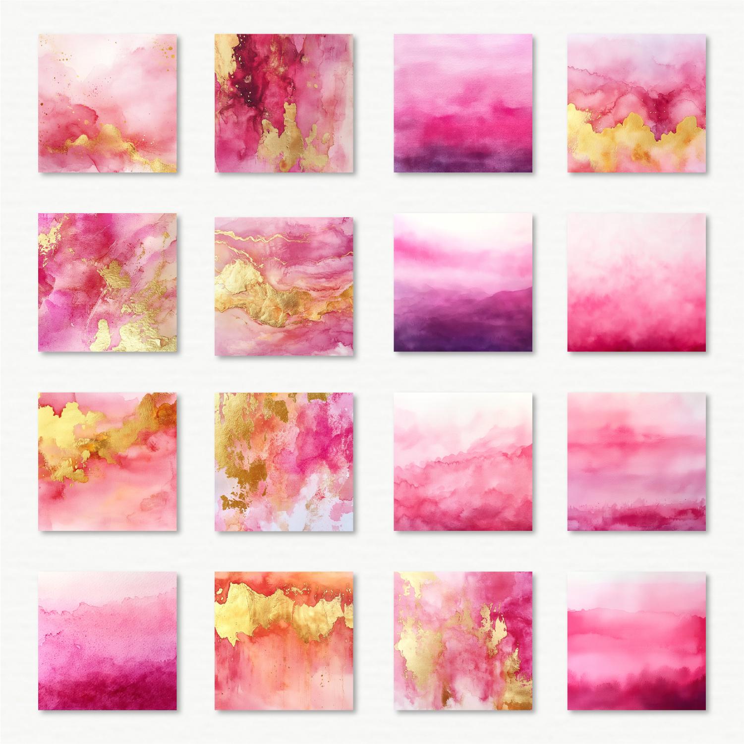 Pink Gold Watercolor Clipart - Alcohol Ink Backgrounds - Digital Paper ...