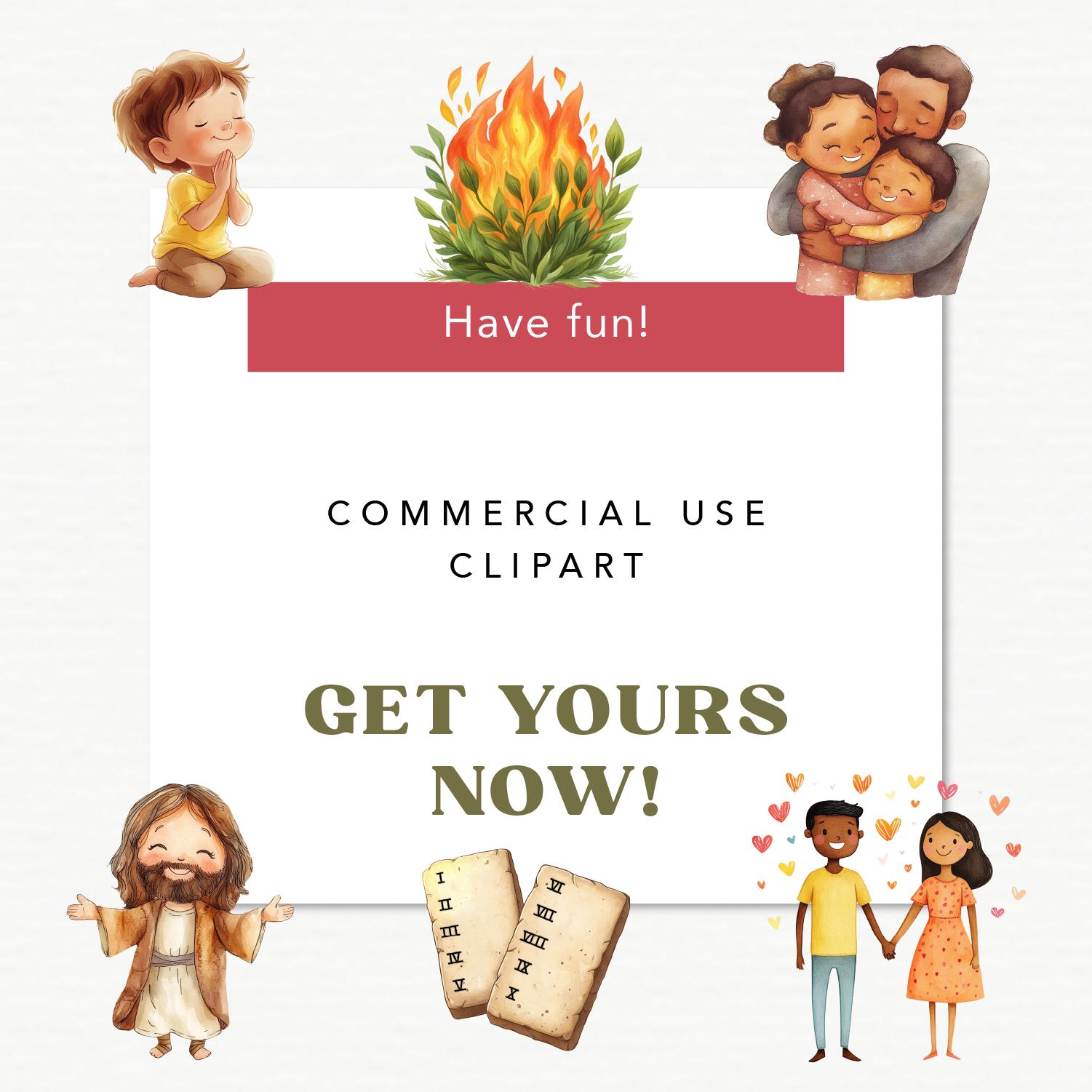 Moses and 10 Commandments Clip Art, Religious Art for Kids, Bible Story ...