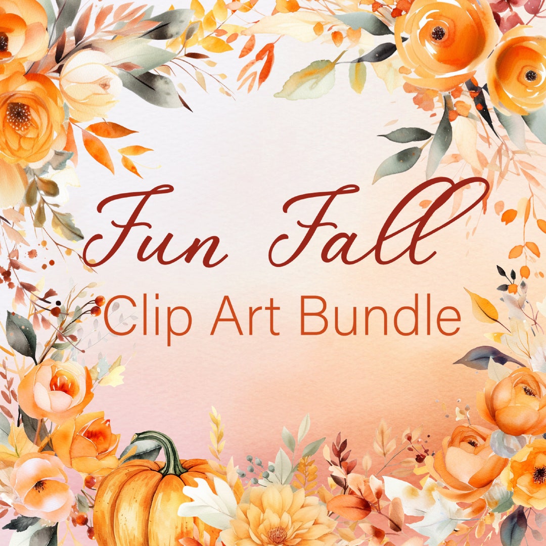 Fun Fall Floral Clip Art Bundle | Transparent Background Digital ...