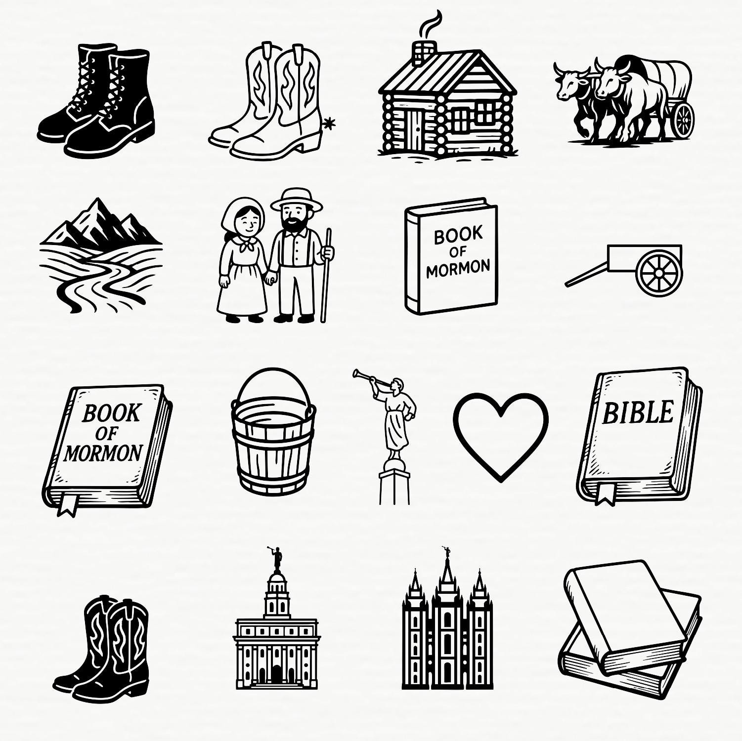 Pioneer Icons, Old West Utah, LDS Clip Art, Commercial Use, Digital ...