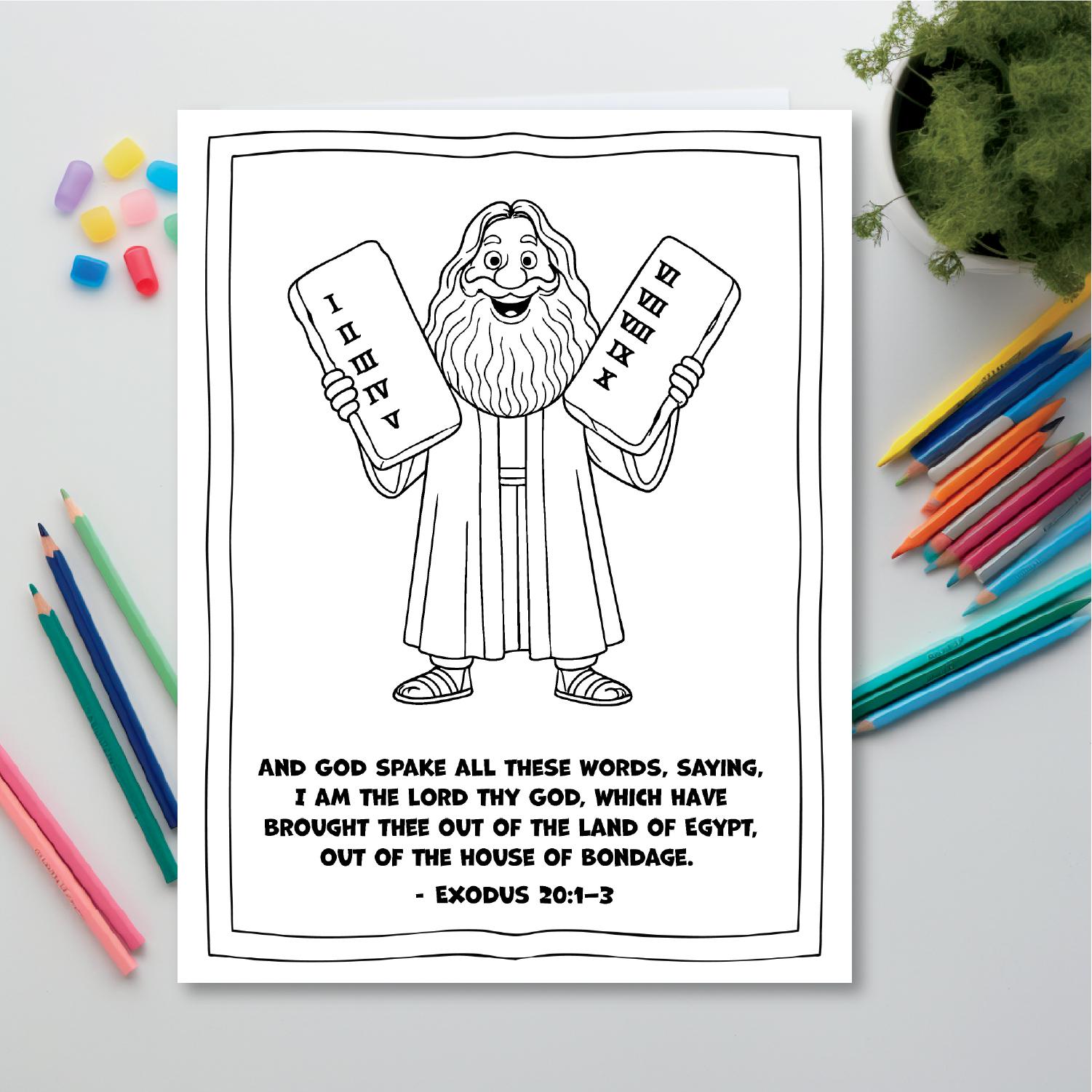 10 Commandments Coloring Pages for Kids, Printable Bible Activity ...