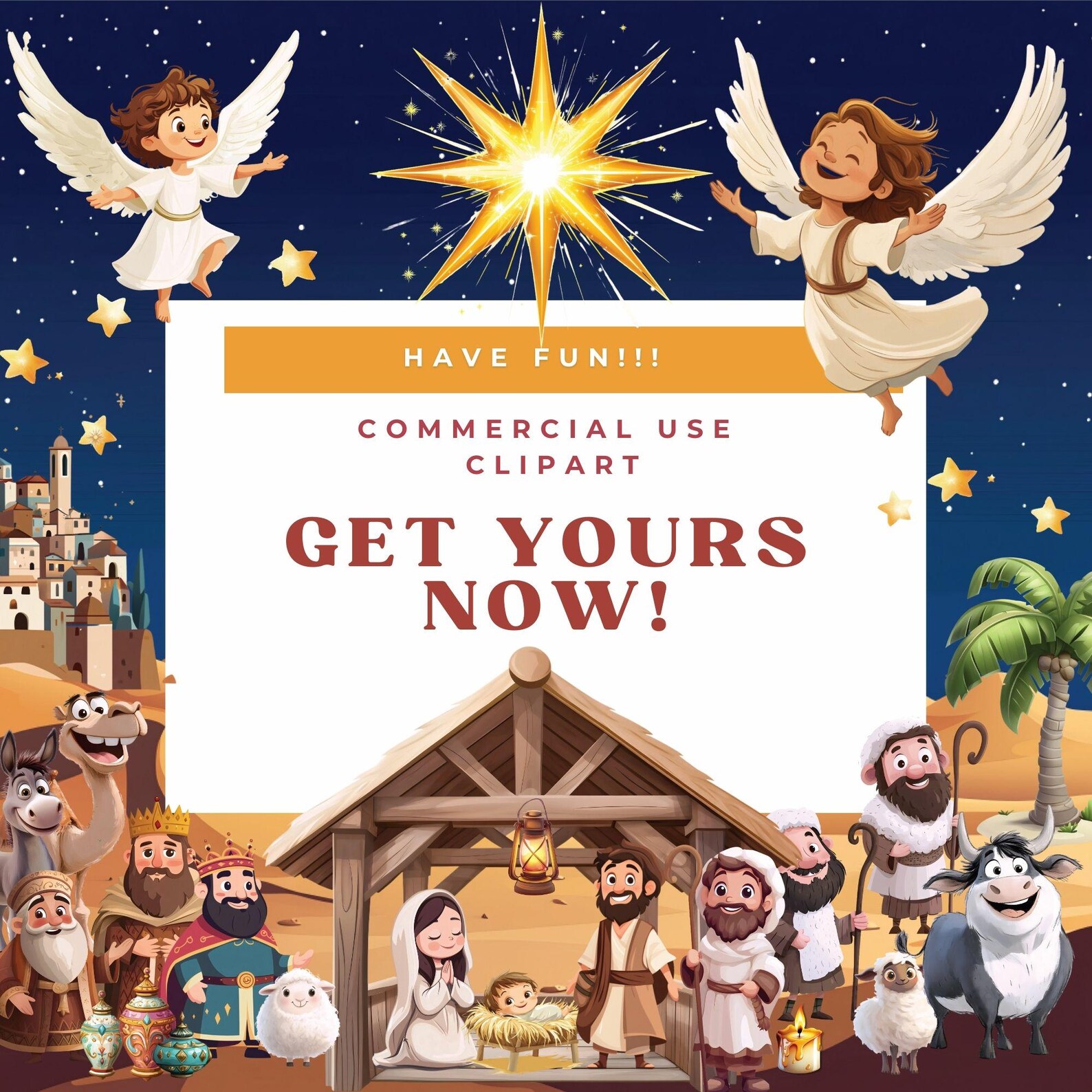 Cute Nativity Clip Art - Christmas Crafts - Baby Jesus Clipart - Kids ...