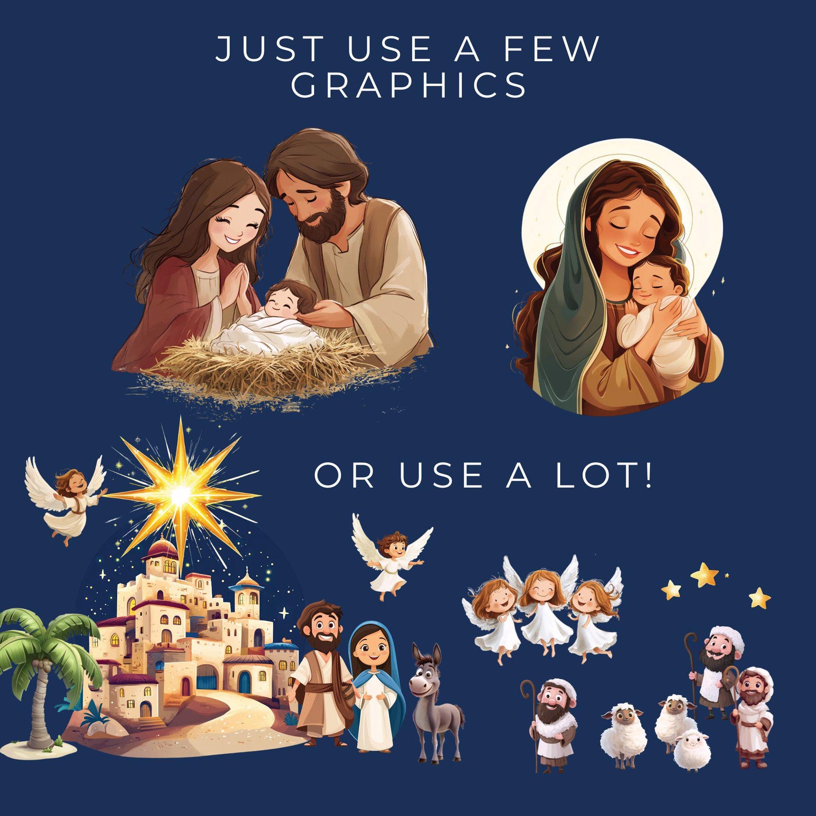 Cute Nativity Clip Art - Christmas Crafts - Baby Jesus Clipart - Kids ...