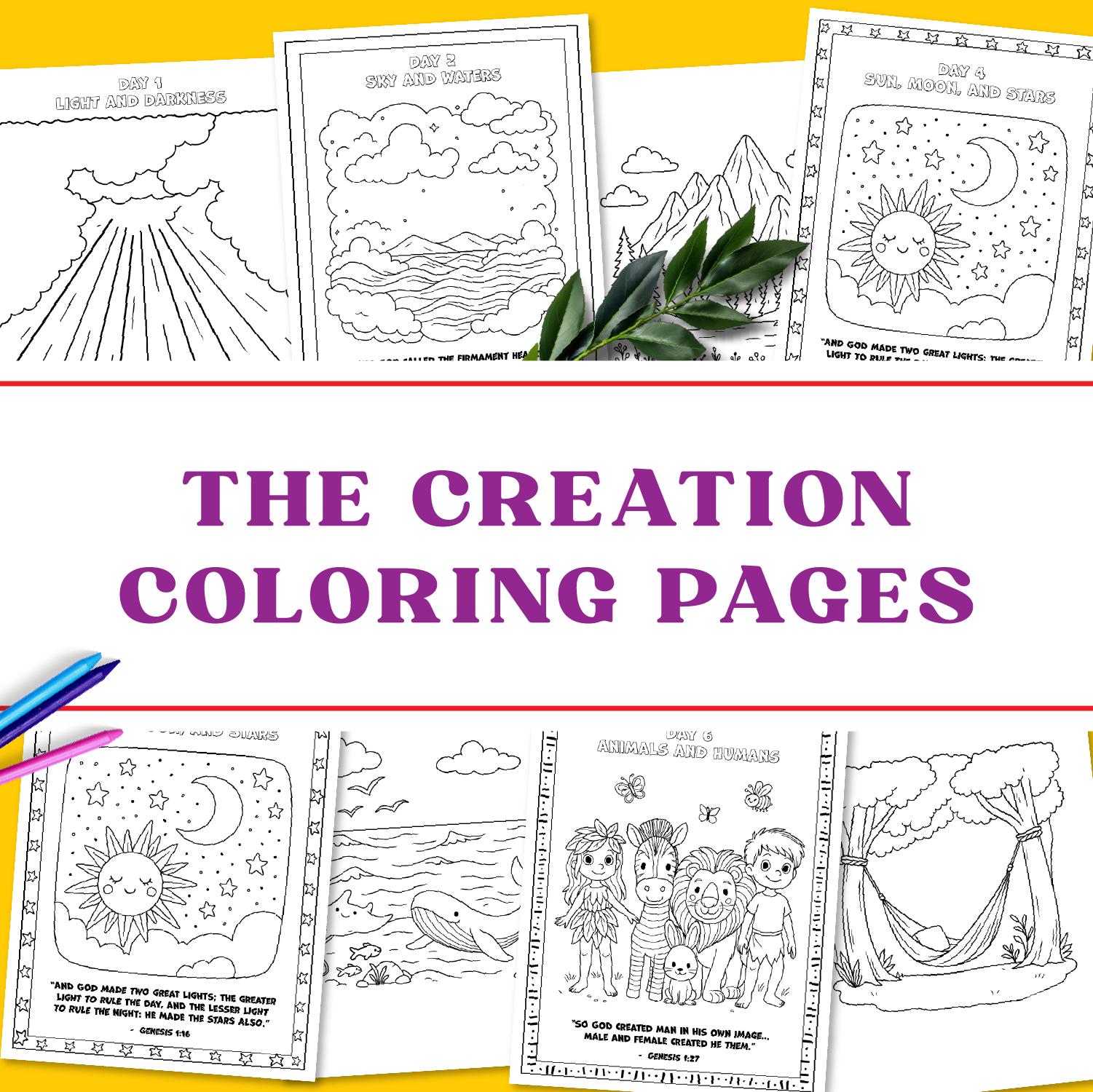 7 Days of Creation Bible Coloring Craft, Kids Coloring Pages, Sunday ...