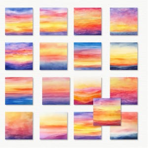 Vibrant Sunset Watercolor Paper - Beach Clipart - Printable Art - High ...