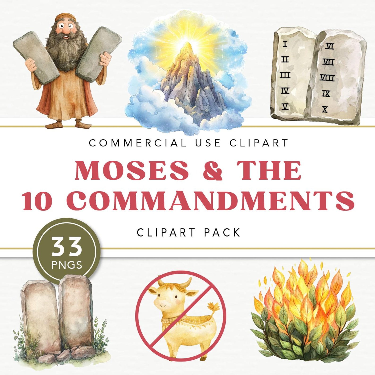 Moses and 10 Commandments Clip Art, Religious Art for Kids, Bible Story ...